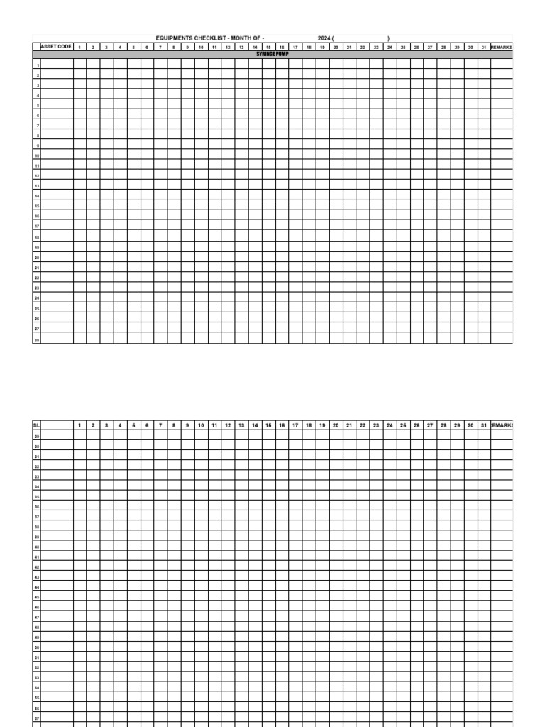 Untitled Spreadsheet - Syringe Pump Checklist | PDF