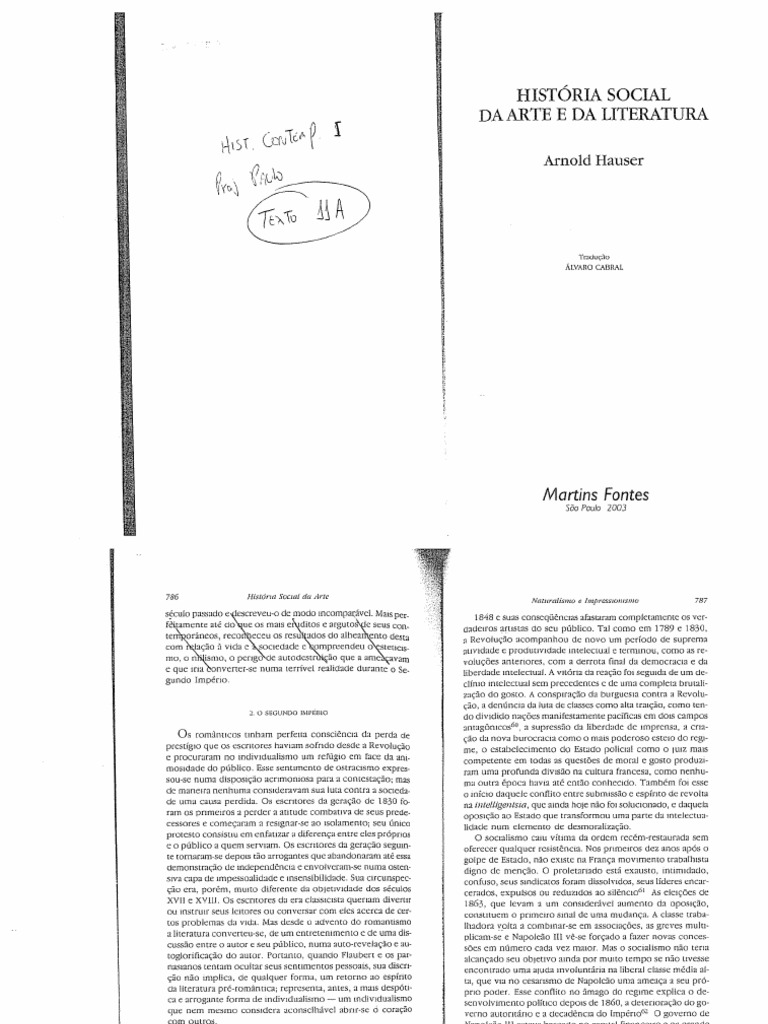 Arnold Hauser Historia Social Da Arte e Da Literatura | PDF
