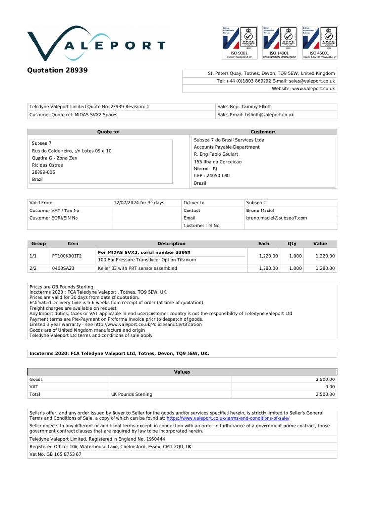 Quotation 28939: Quote To: Customer | PDF | Value Added Tax | Business