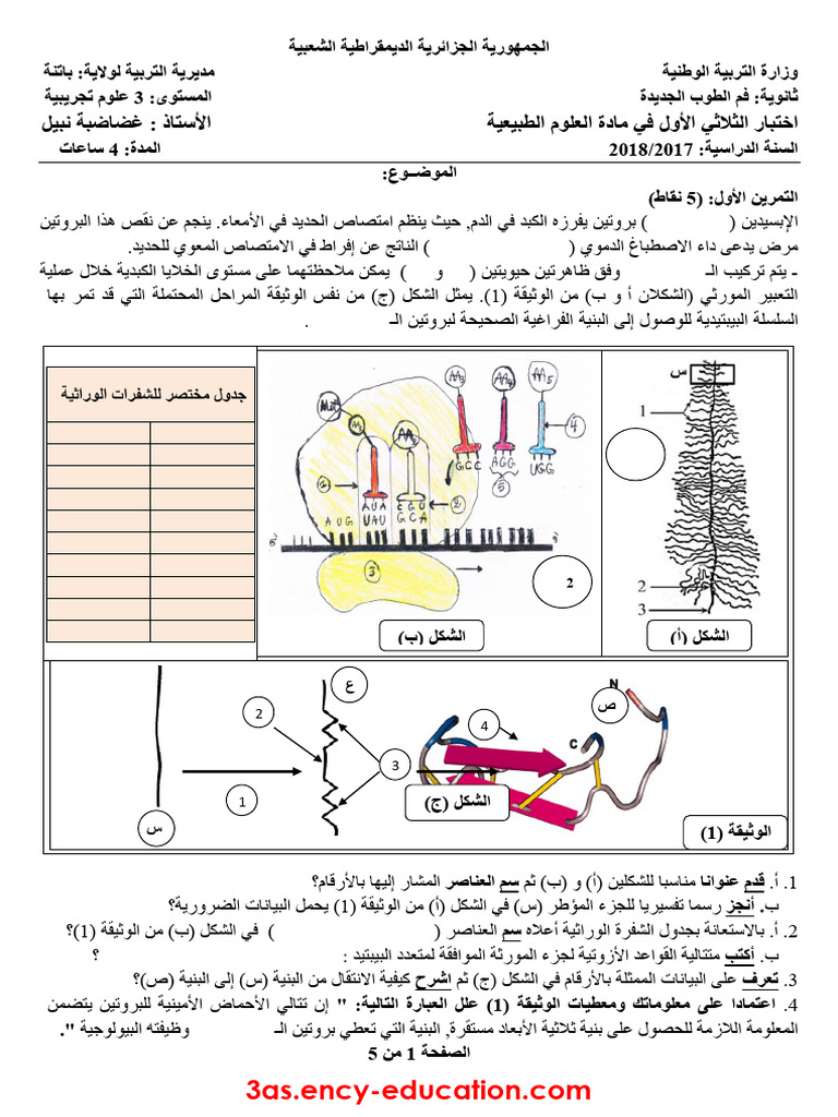 Dzexams 3as Sciences Se - t1 20181 1799909 | PDF