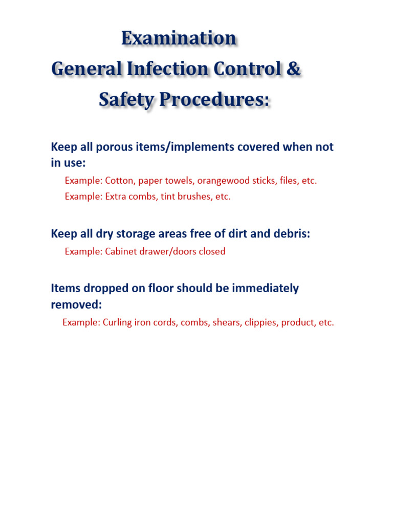 Exam Infection Control Information | PDF
