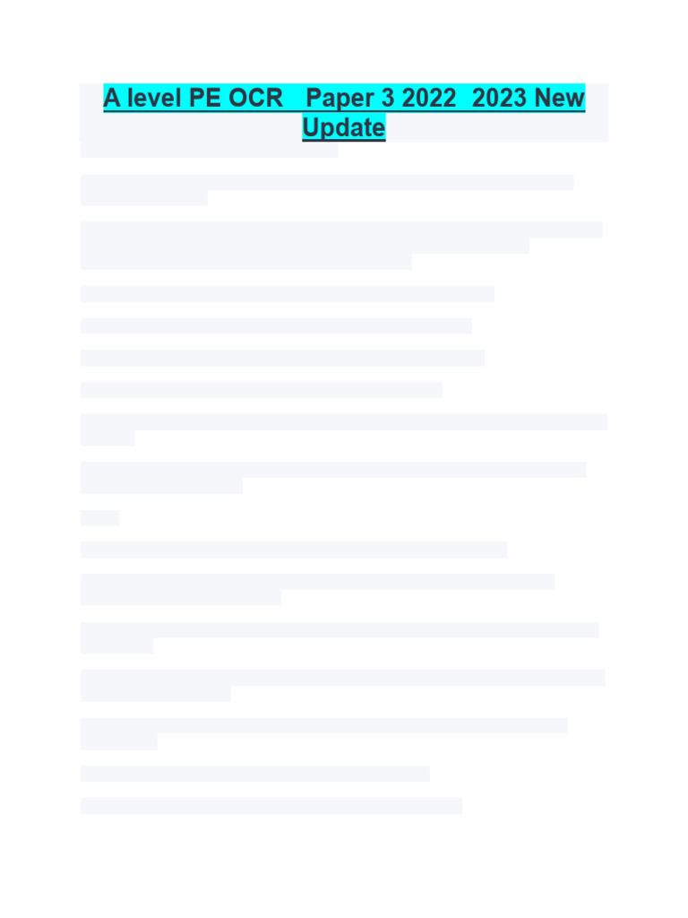 A Level PE OCR - Paper 3 2022 - 2023 New Update | PDF | Olympic Games ...