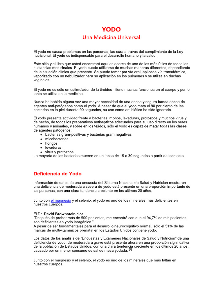 Yodo Una Medicina Universal | PDF | Yodo | Cáncer