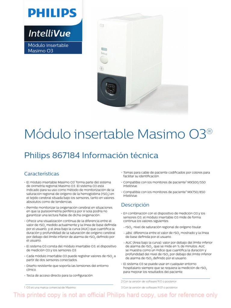 Hoja Tecnica Modulo O3 Masimo 867184 | PDF