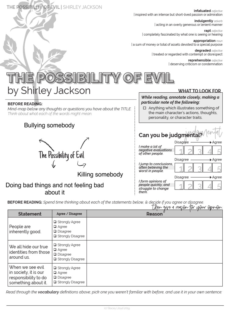 2PossibilityOfEvil StudentPAGES | PDF | Narration | Adjective