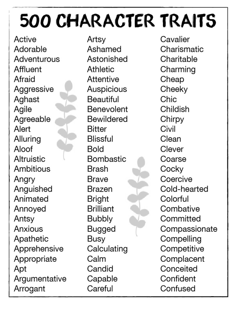 [01] Character Trait List | PDF
