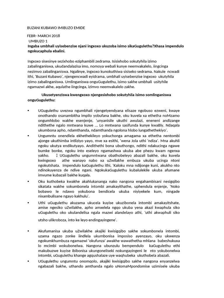 Buzani Kubawo Imibuzo Emide-2 | PDF