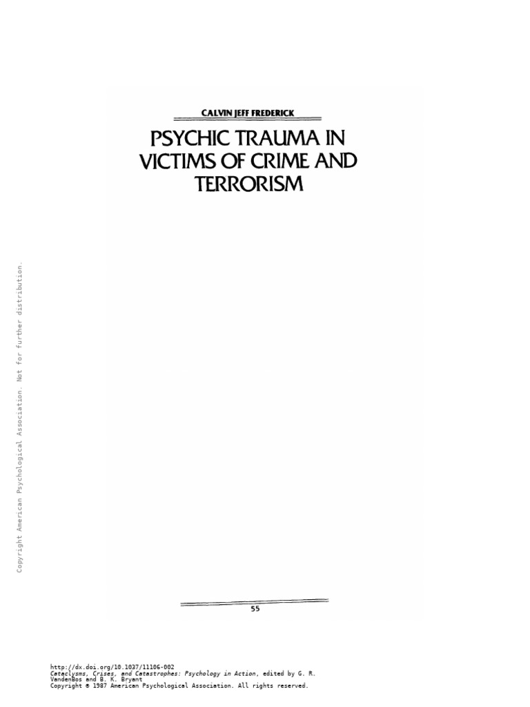 Psychic Trauma in Victims of Crime and Terrorism: Calvin - Eff ...