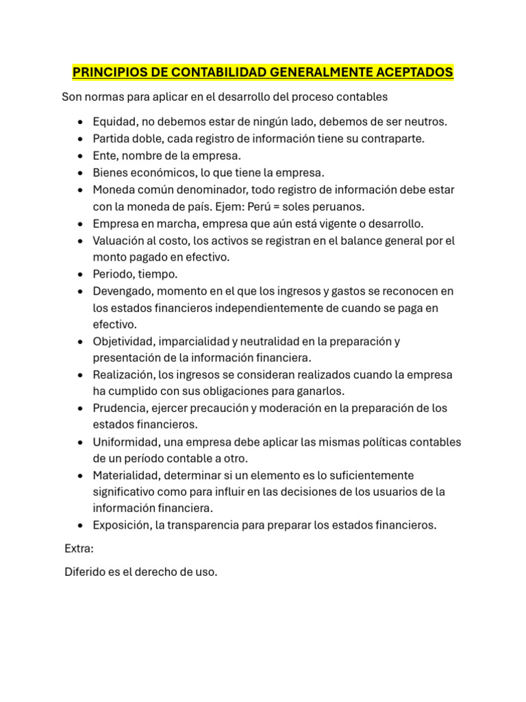 Principios de Contabilidad Generalmente Aceptados | PDF | Finanzas y dinero
