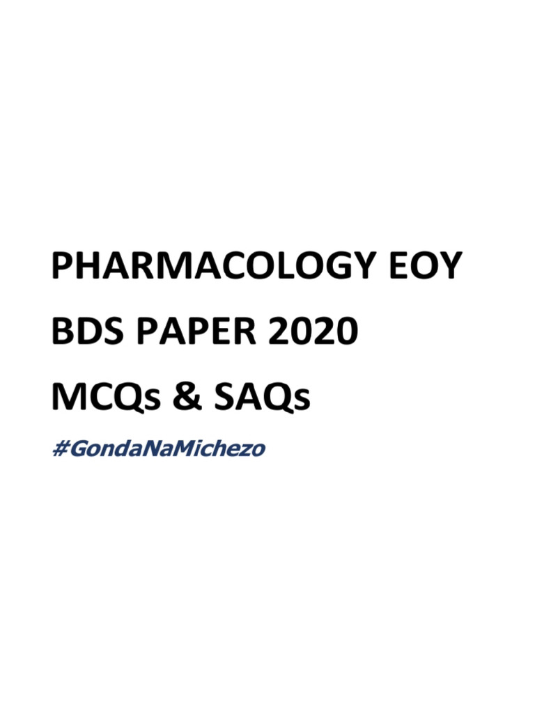 BDS PHARMCO EOY 2020 Answered | PDF