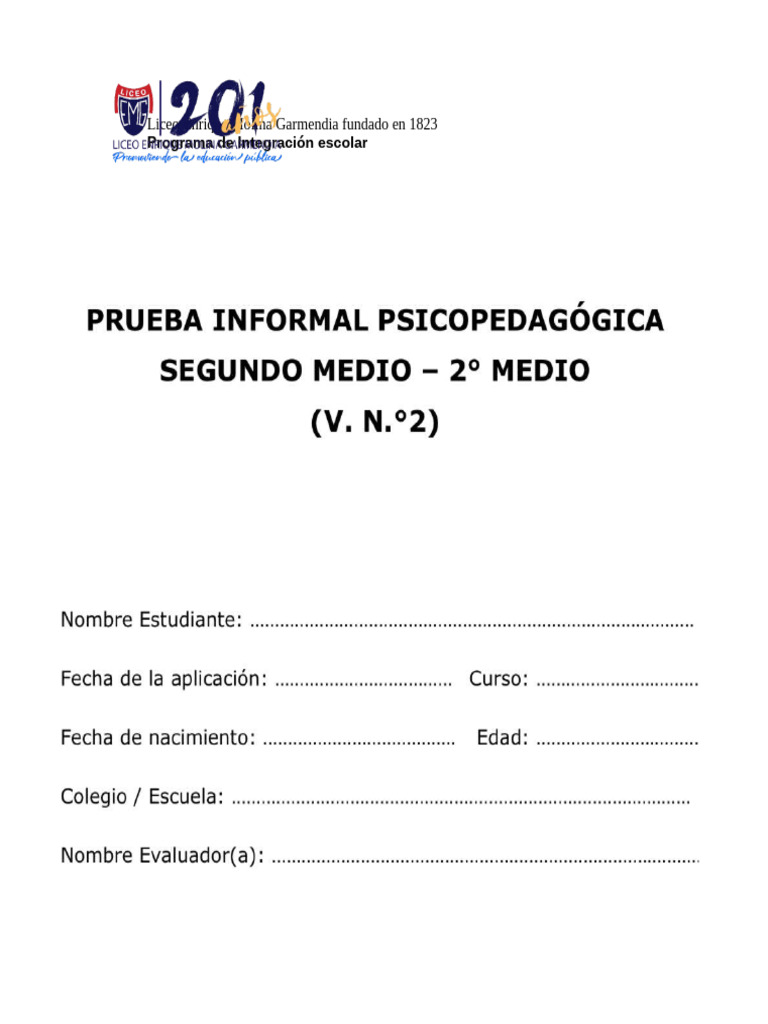 Prueba 2do Medio | PDF