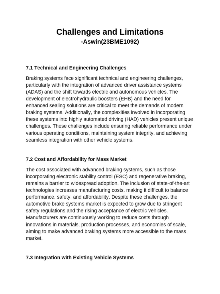 Challenges and Limitations | PDF | Brake | Vehicles