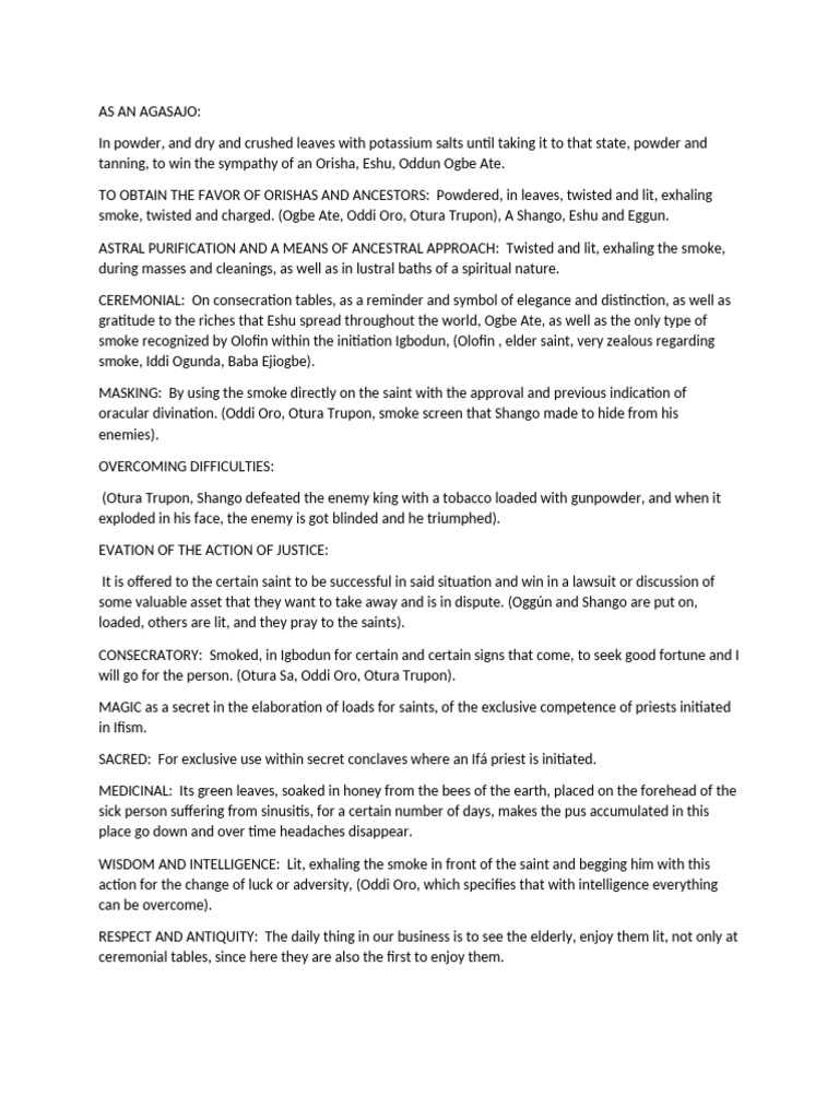 Use of Tobacco With Lucumi Religion | PDF | Religion & Spirituality