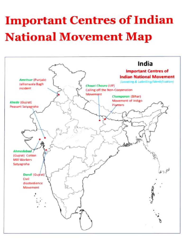 Key Locations in India's National Movement | PDF