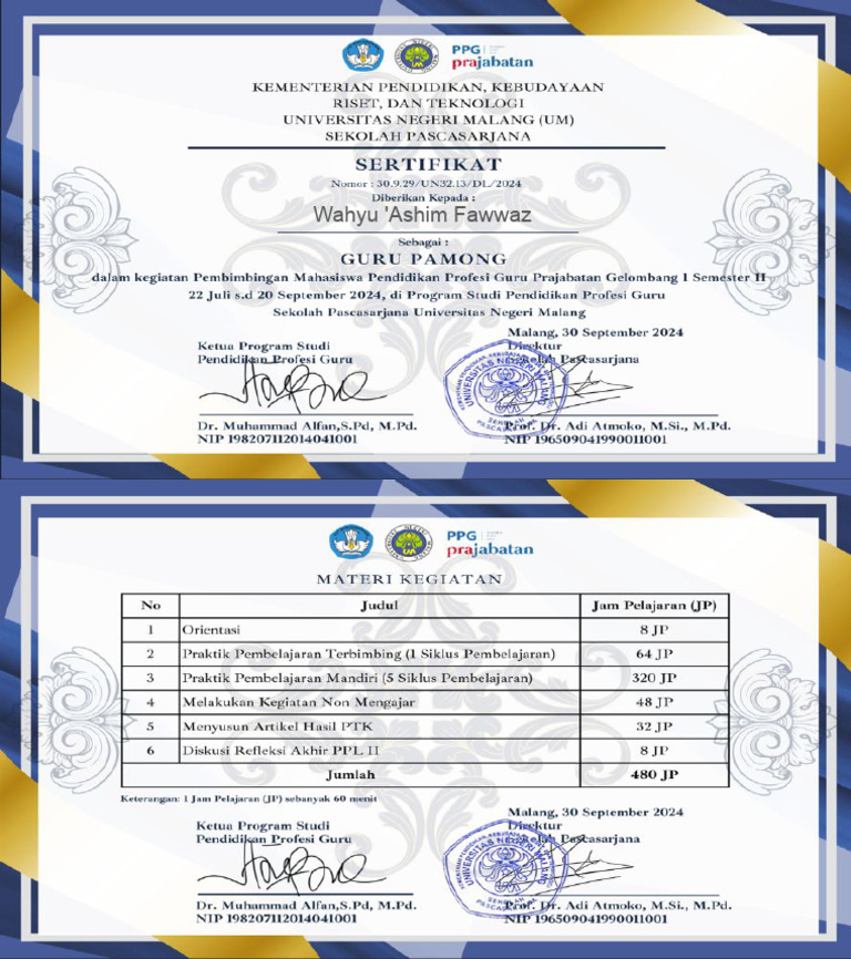 Sertifikat g1 s2 2024 | PDF