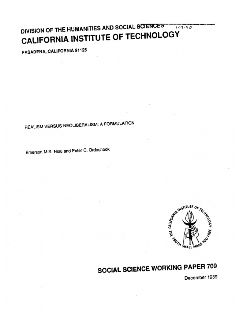 Realism vs. Neoliberalism in International Relations | PDF | Economic ...