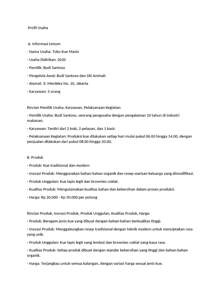 Profil Usaha | PDF