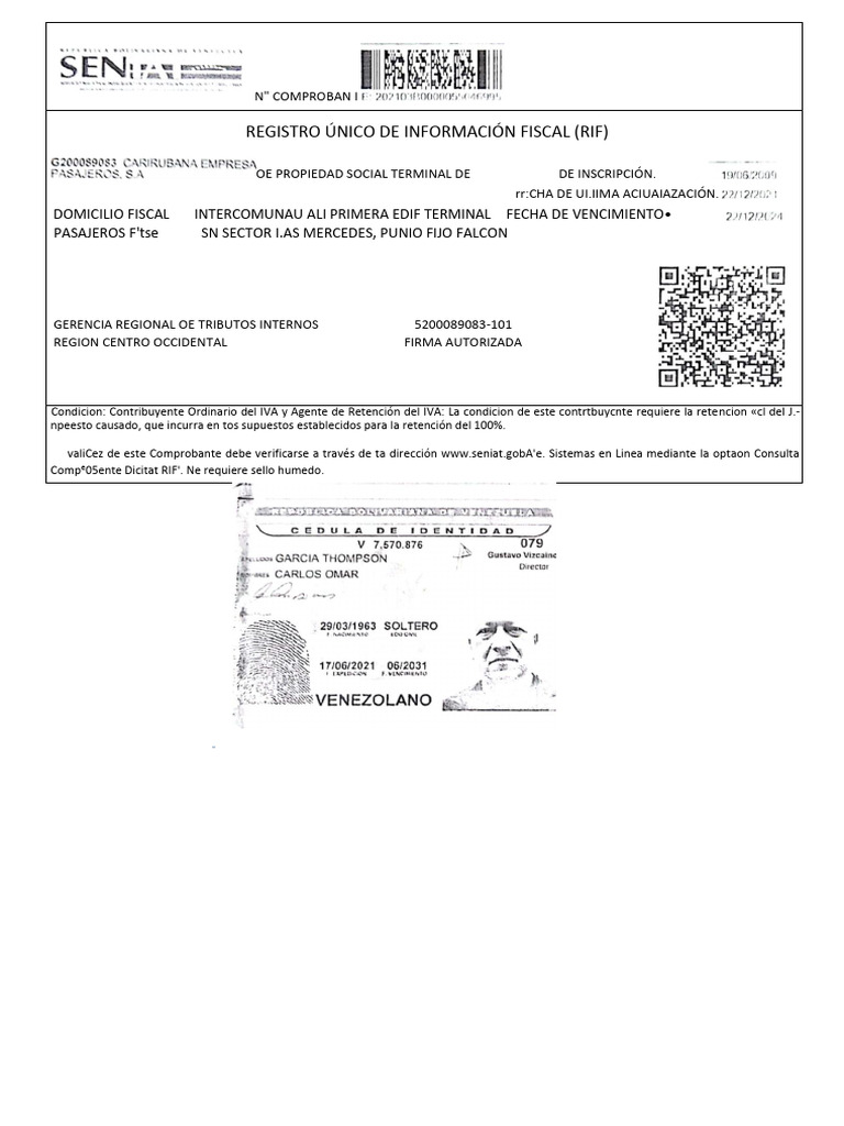 Rif Terminal, Cedula Presidente y Nombramiento | PDF | Venezuela | Gobierno