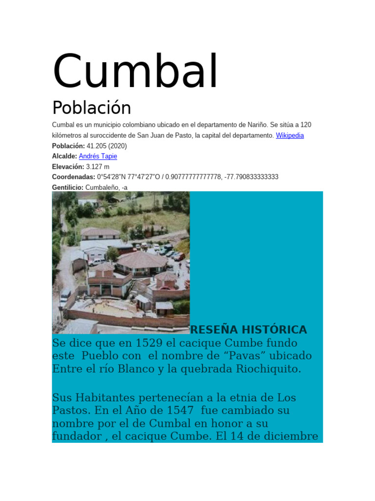 Cumbal: Historia, Economía y Turismo en Nariño | PDF | Agricultura