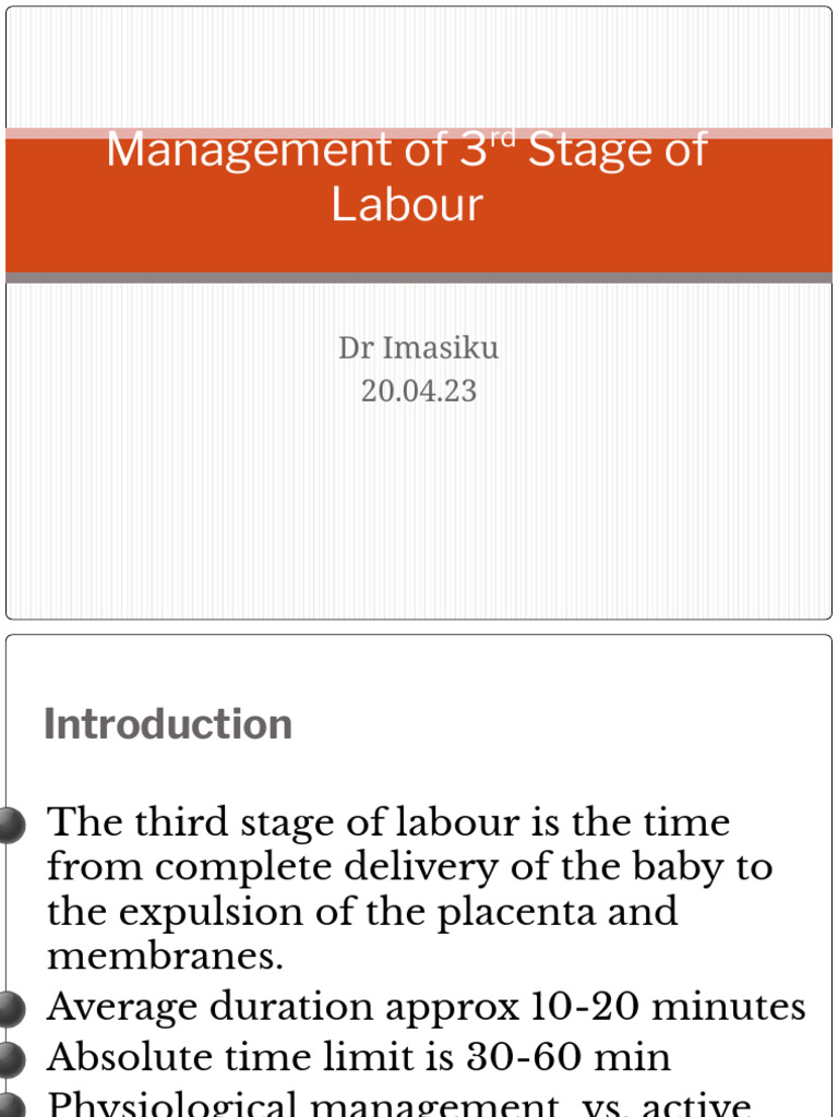 Management of 3rd Stage of Labour | PDF | Childbirth | Mammalian Pregnancy