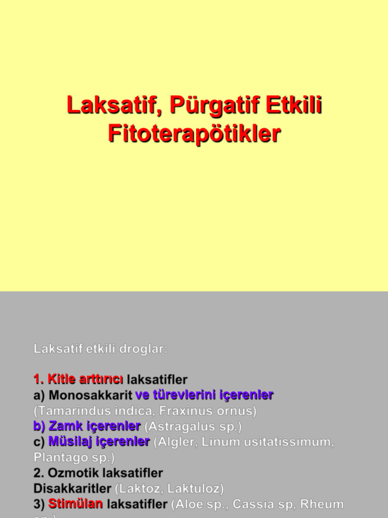 Laksatif, Pürgatif Etkili Ürünler | PDF