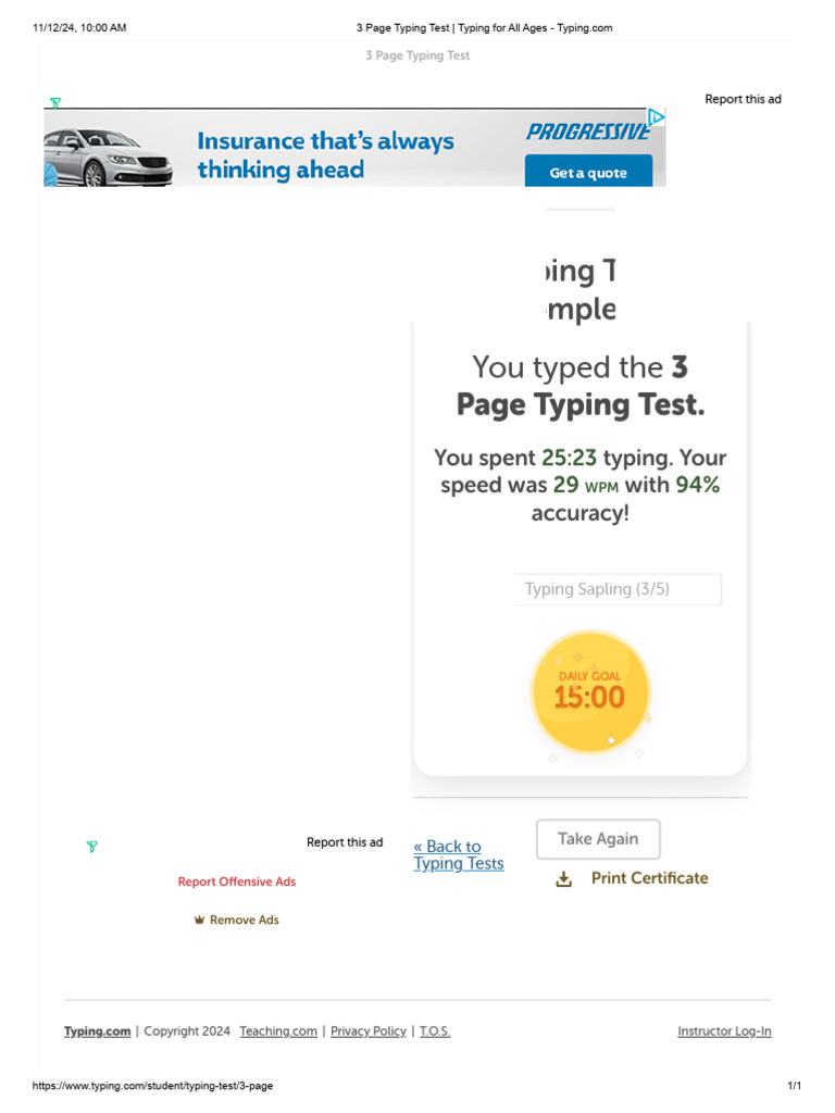 3 Page Typing Test - Typing For All Ages | PDF | Human–Computer ...