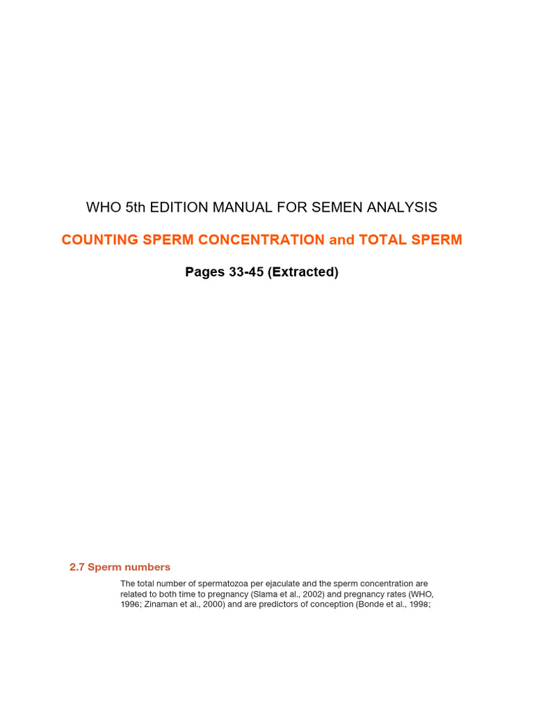 Automated Semen Analysis Vs Manual Semen Analysis Sperm Concentration Count - WHO 5th Edition ...