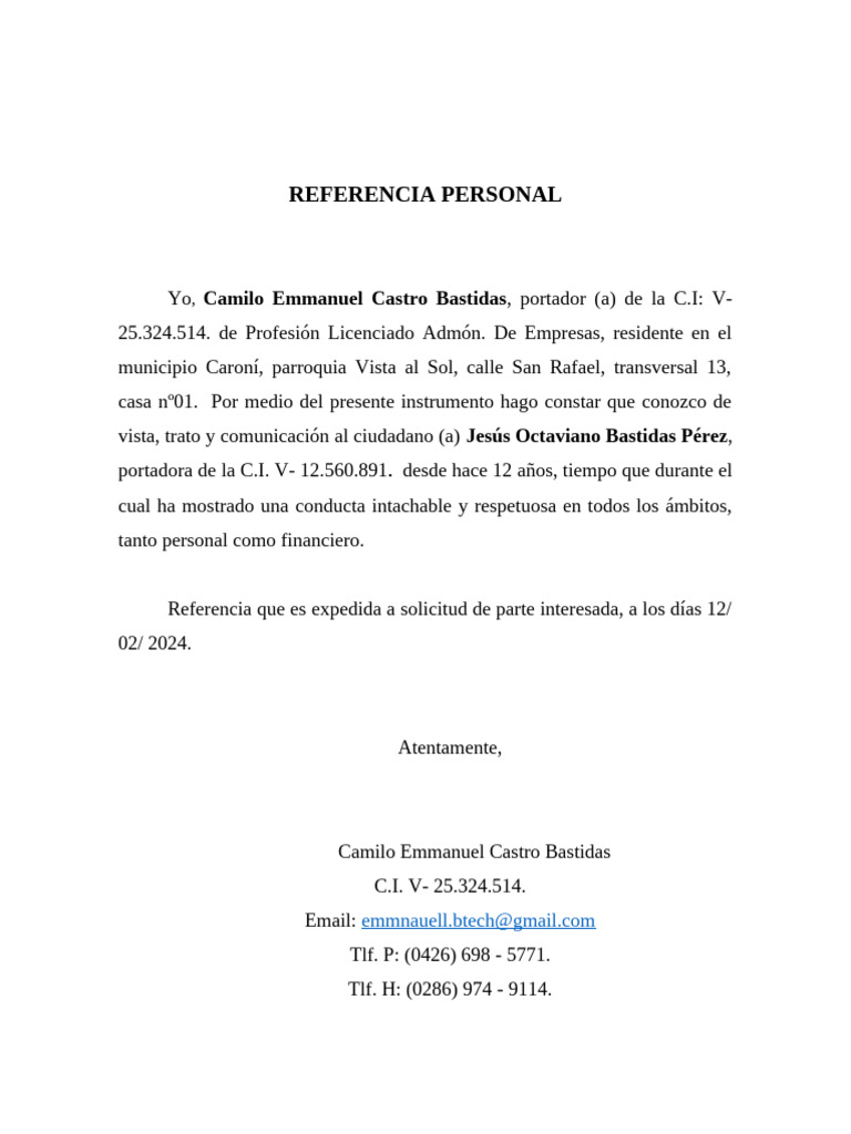 Referencia - Jesus Bastidas | PDF