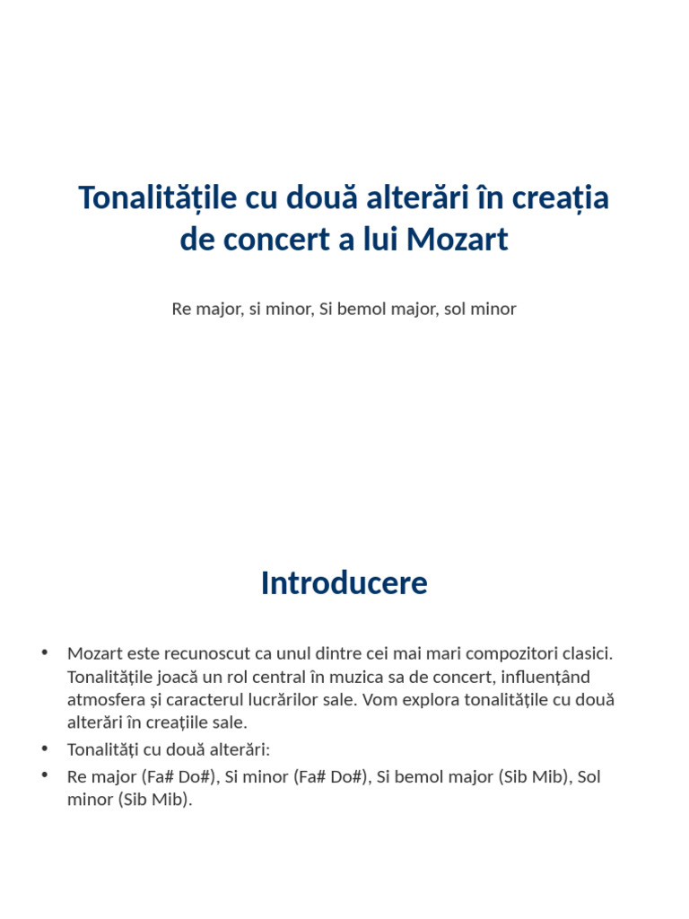 Tonalitatile Mozart Prezentare Final-1 | PDF