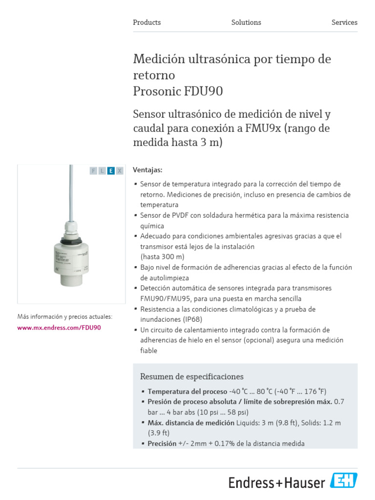 Endress-Hauser Prosonic S FDU90 ES | PDF | Sensor | Metrología