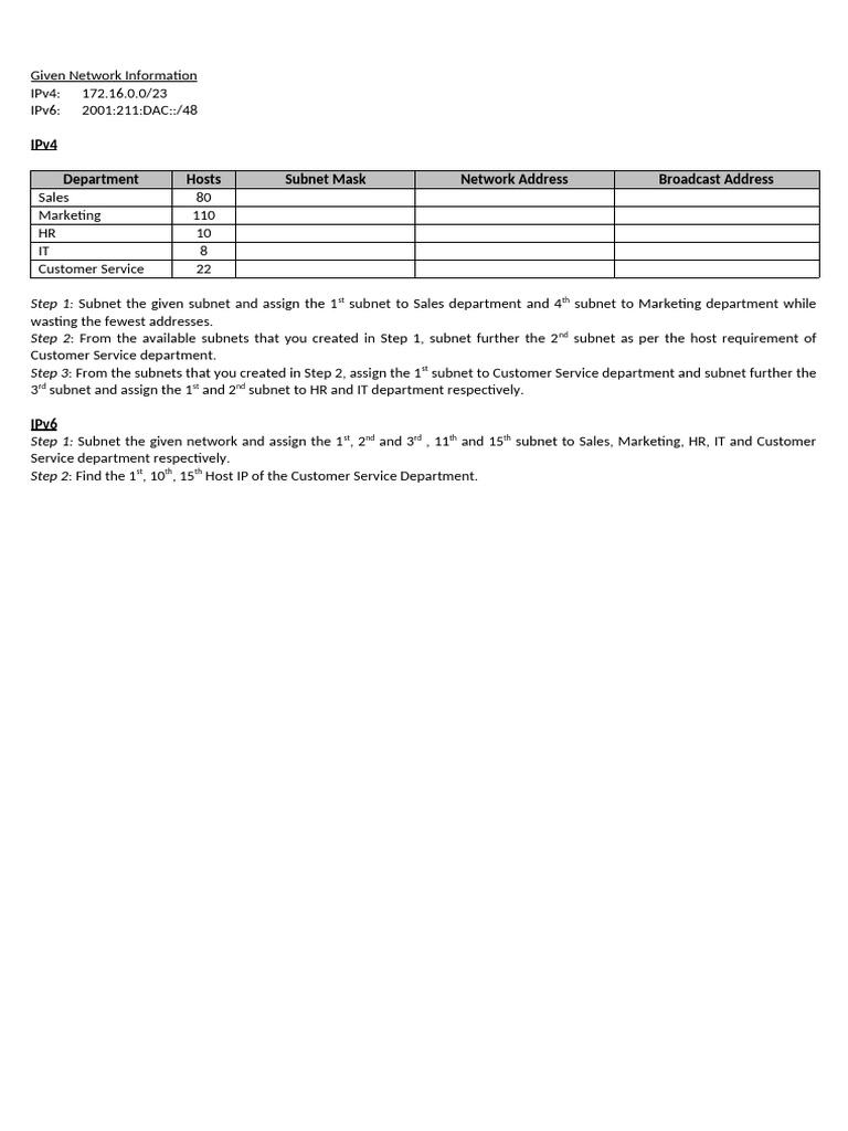 VLSM Assignment | PDF