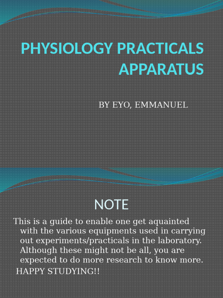 Physiology Practicals Apparatus by Eyo, e | PDF | Cooking, Food & Wine | Wellness