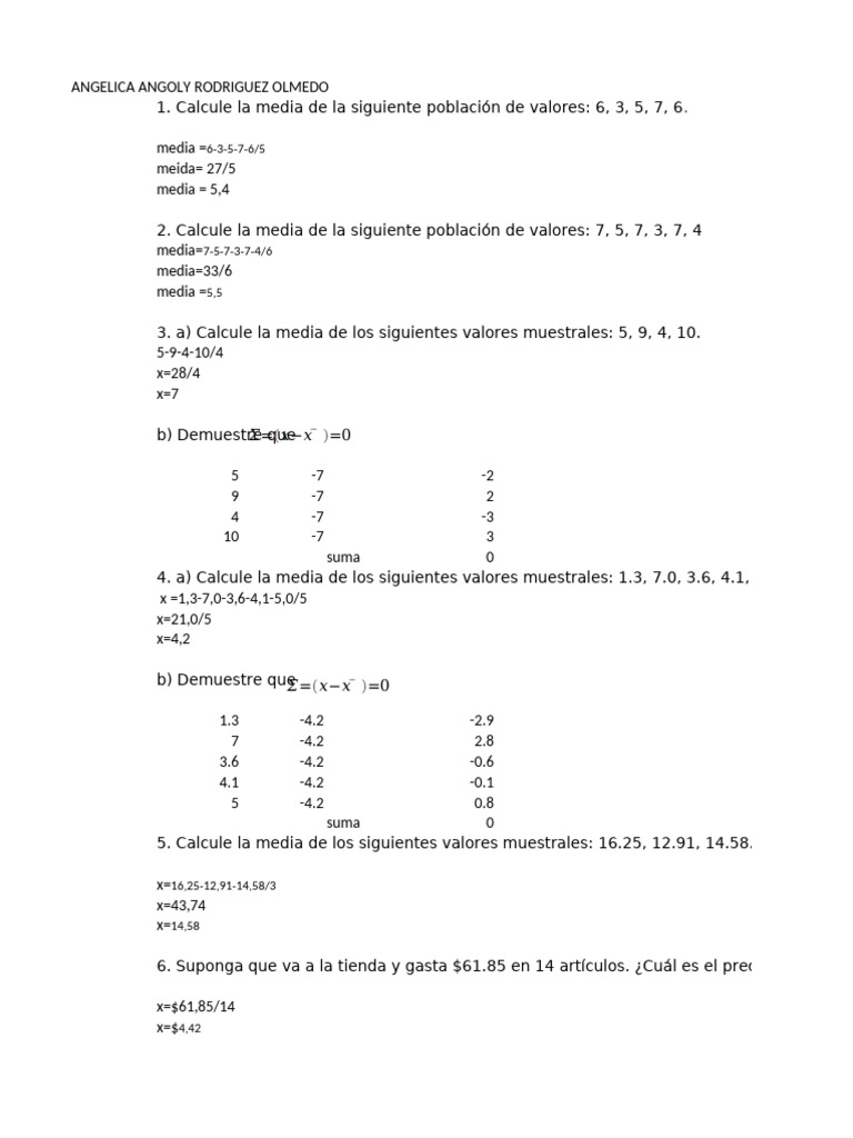 24 Ejercicios de Estadistica Descriptiva | PDF