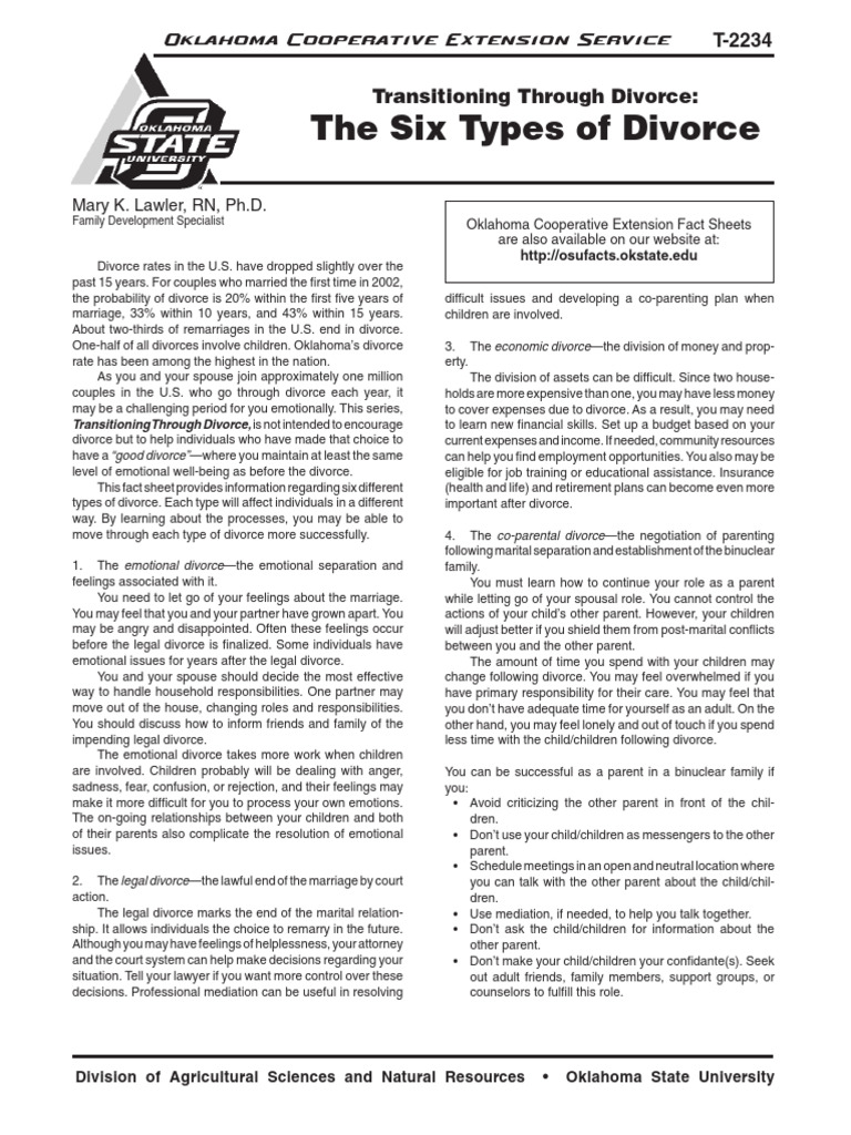 Transitioning Through Divorce The Six Types of Divorce T 2234 | PDF ...