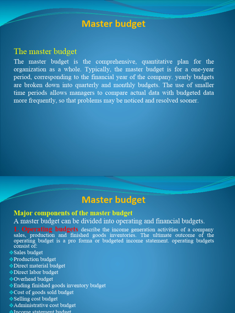 Master Budget Guide for Managers | PDF | Cost Of Goods Sold | Income ...