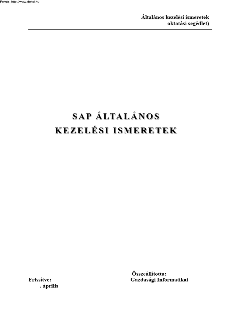 Sap Altalanos Kezelesi Ismeretek | PDF