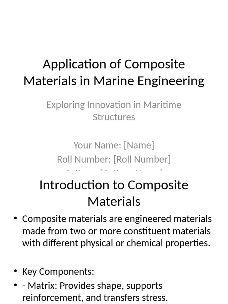 Application of Composite Materials in Marine Engineering | PDF ...