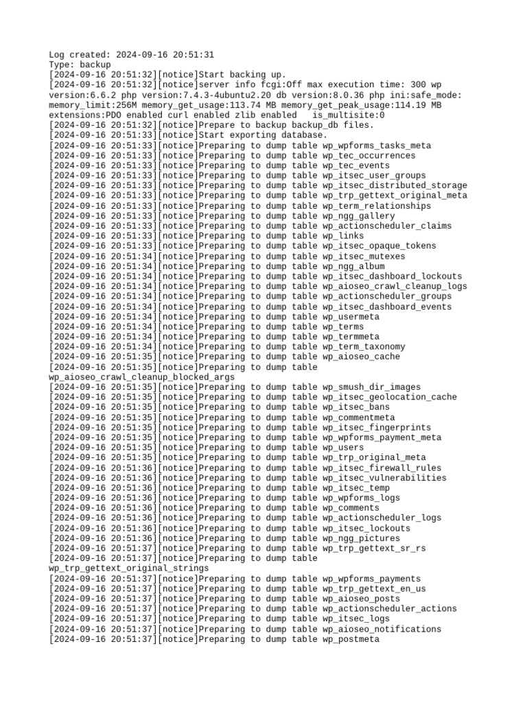 Wpvivid-66e88c43c4e9c Backup Log | PDF | Database Index | Zip (File Format)