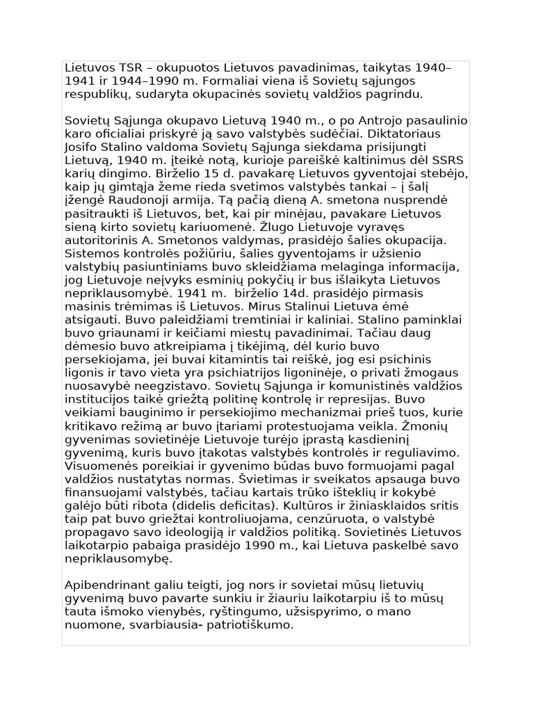 Sovietinė Lietuva | PDF