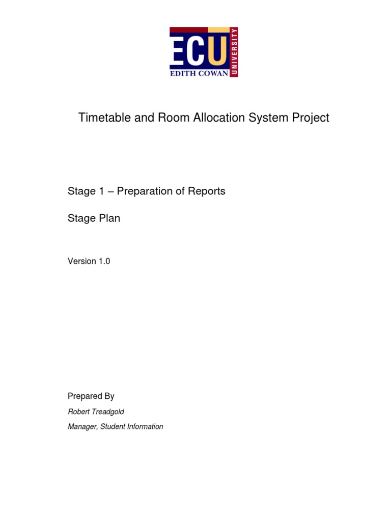 Timetable and Room Allocation Stage Plan | PDF | Project Management ...