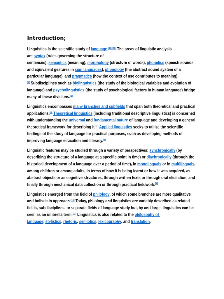 Introduction of Linguistics | PDF | Linguistics | Word