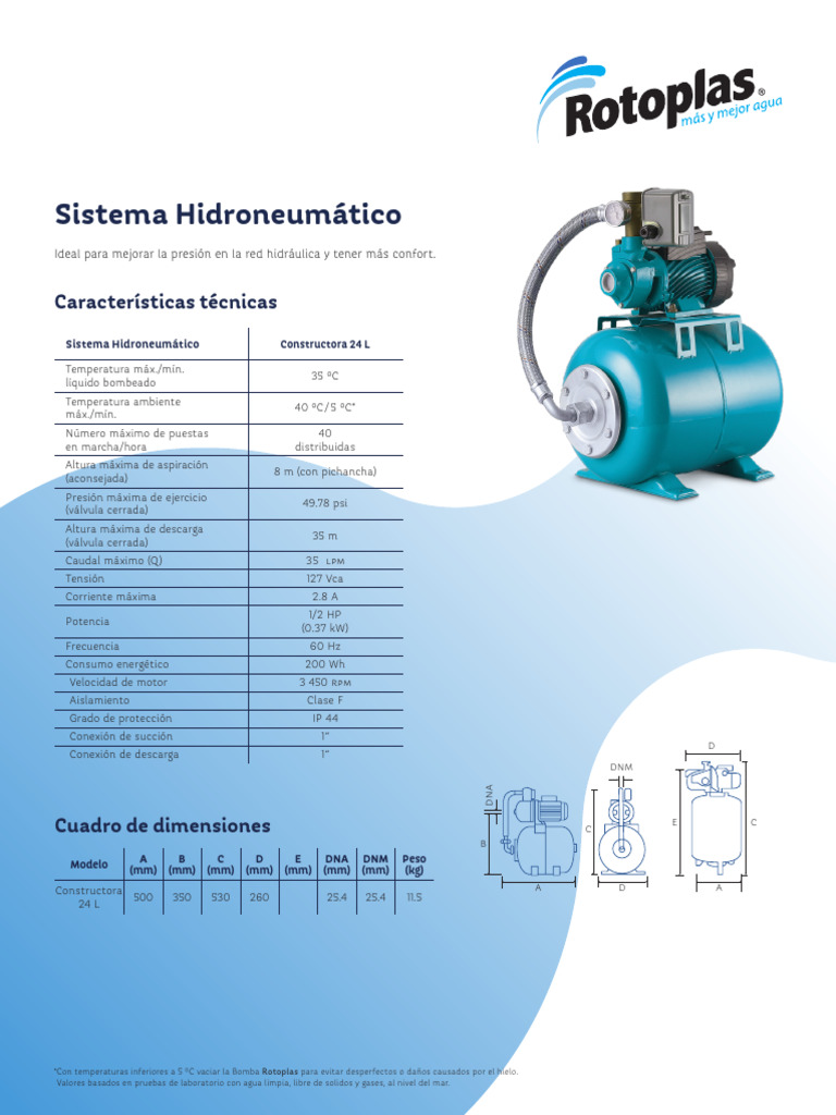 Sistema Hidroneumático Rotoplas | PDF | Acero | Bomba