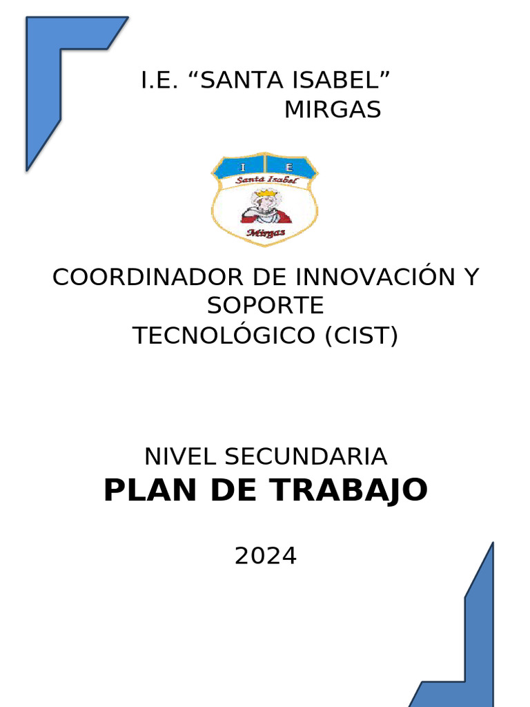 Plan de Trabajo - Cist 2024 | PDF | Enseñando | Evaluación