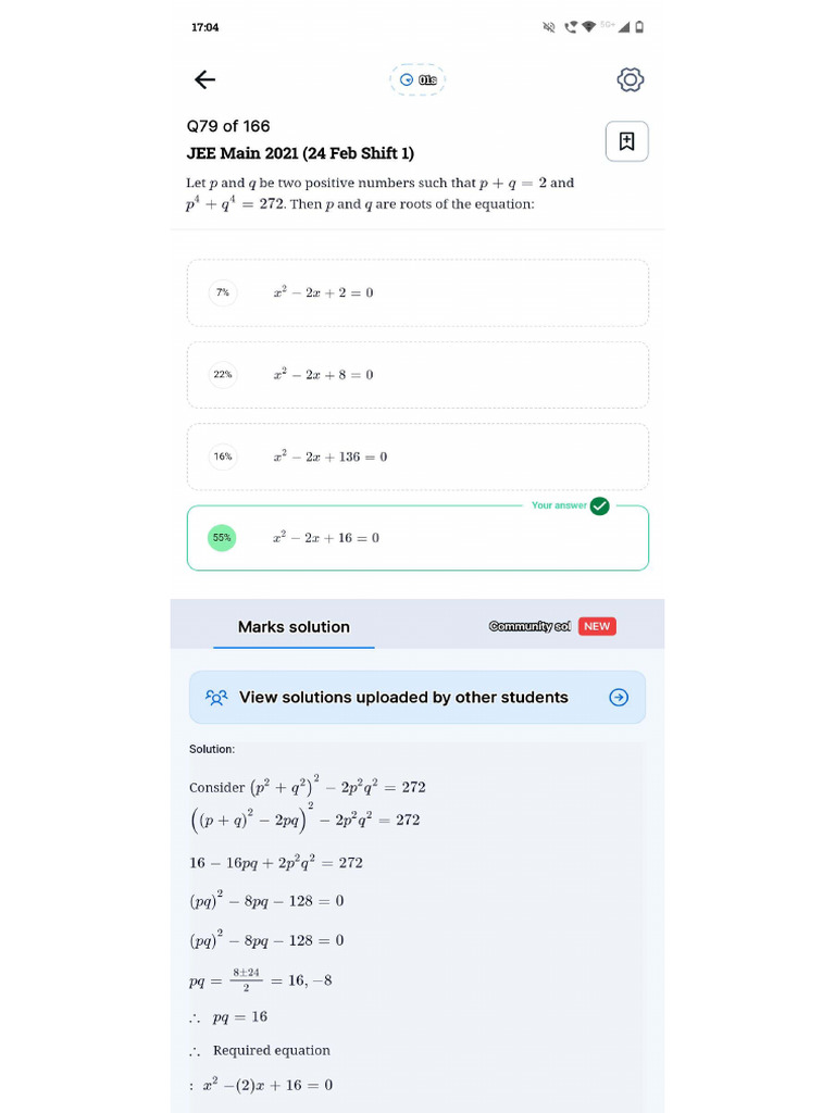 Quadratic Equations (Jee 2021-2024) | PDF