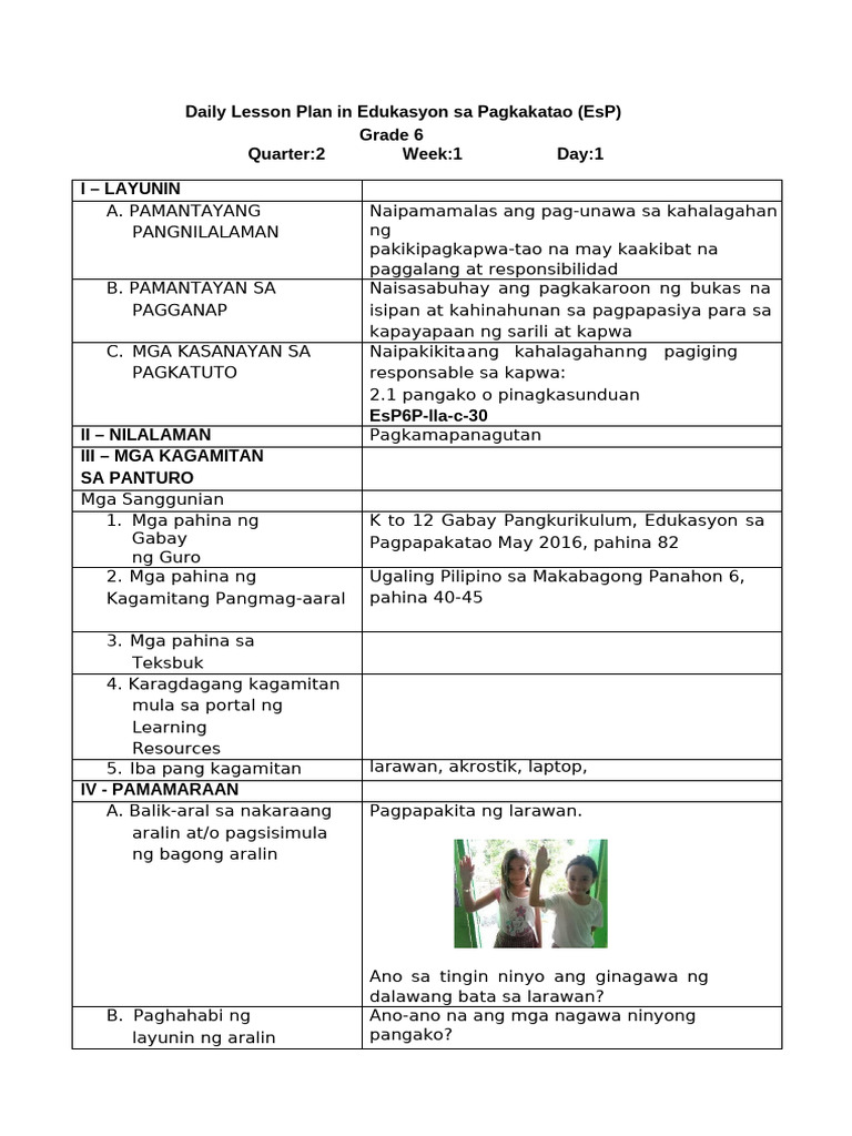 Daily Lesson Plan in Edukasyon Sa Pagkakatao EDITTED | PDF