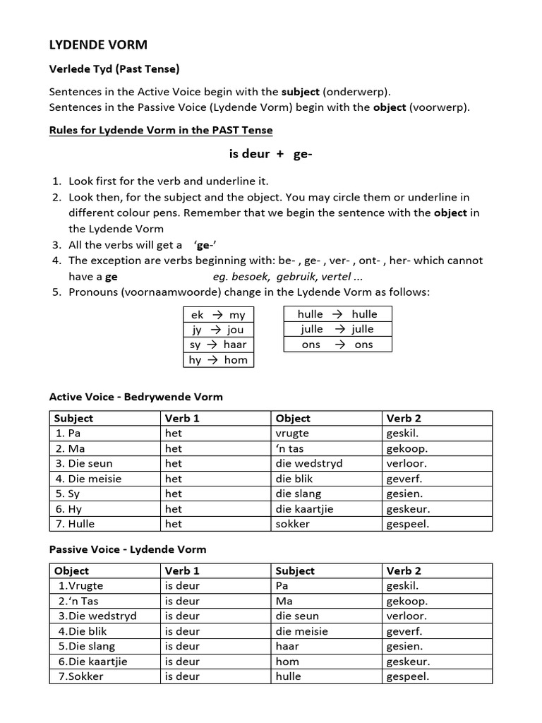 Les 4 Taal-Lydende Vorm-Voorsetsels | PDF