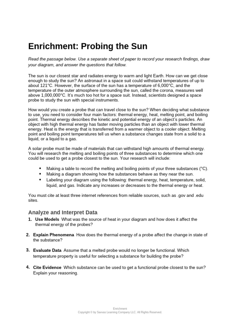 MGPS TH Enrichment ProbingtheSun | PDF | Sun | Temperature