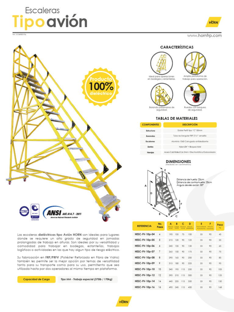 Escaleras Dieléctricas Tipo Avión HORN | PDF | Materiales
