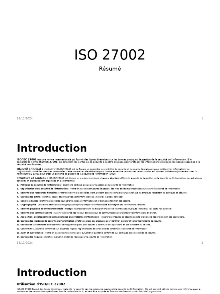 ISO 27002 : Guide Sécurité de l'Info | PDF | Sécurité des systèmes d ...
