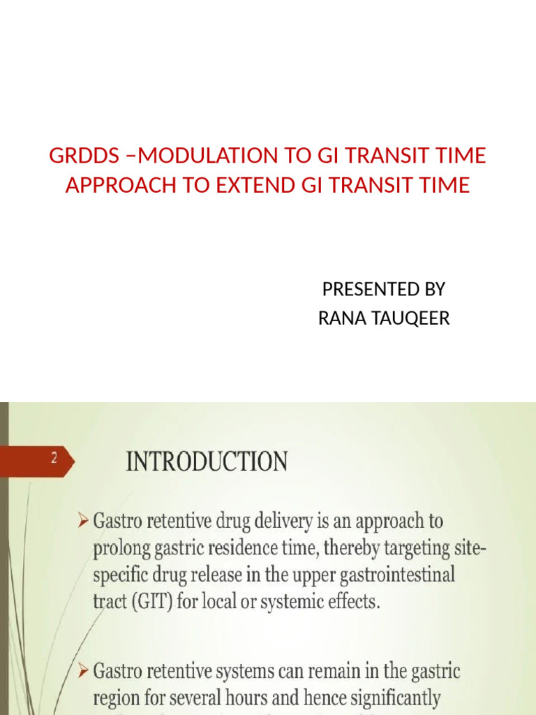GRDDS - Modulation To Gi Transit | PDF | Medicinal Chemistry | Health Care